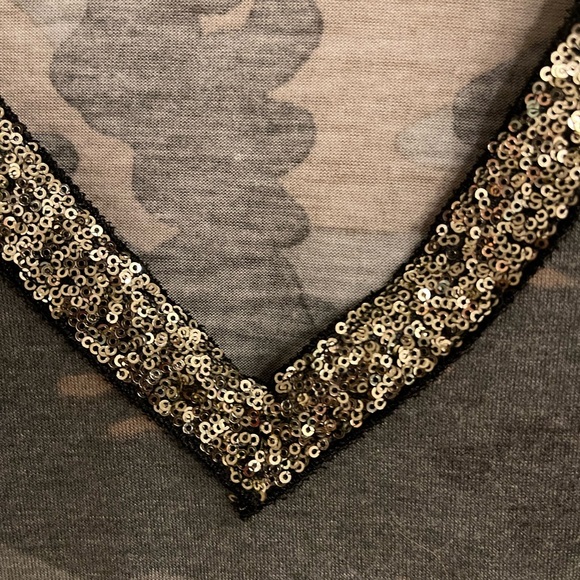 Tops | 7th Ray Camo And Sequined Long Sleeves Shirt In Small | Poshmark